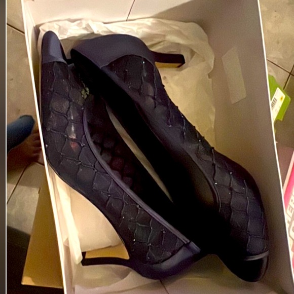 Shoes | Alex Meraki Navy Blue Netted Shoes 2 Inch Heels Preowned | Poshmark